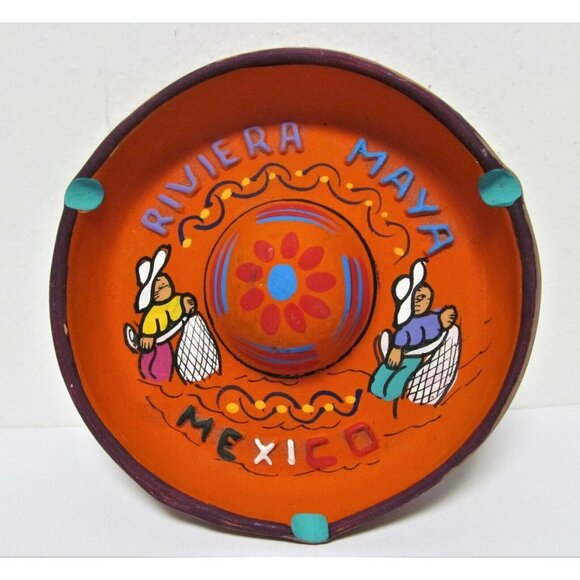 Other | Sombrero Hat Ashtray Hand Painted Clay Pottery Souvenir Riviera ...